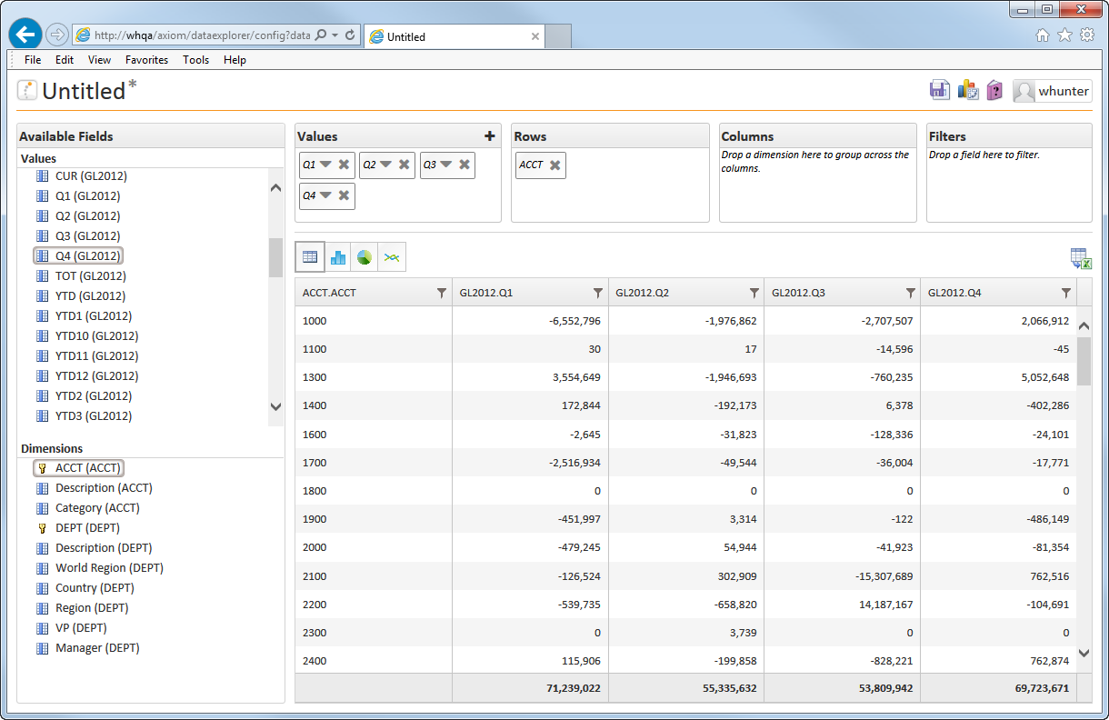 Defining the data query for the Data Explorer