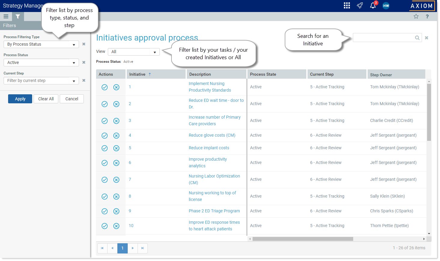Manage your Initiative approval tasks