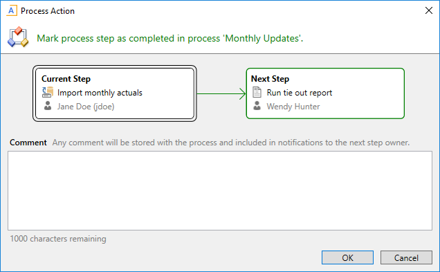 Viewing and completing process tasks using the Process task pane