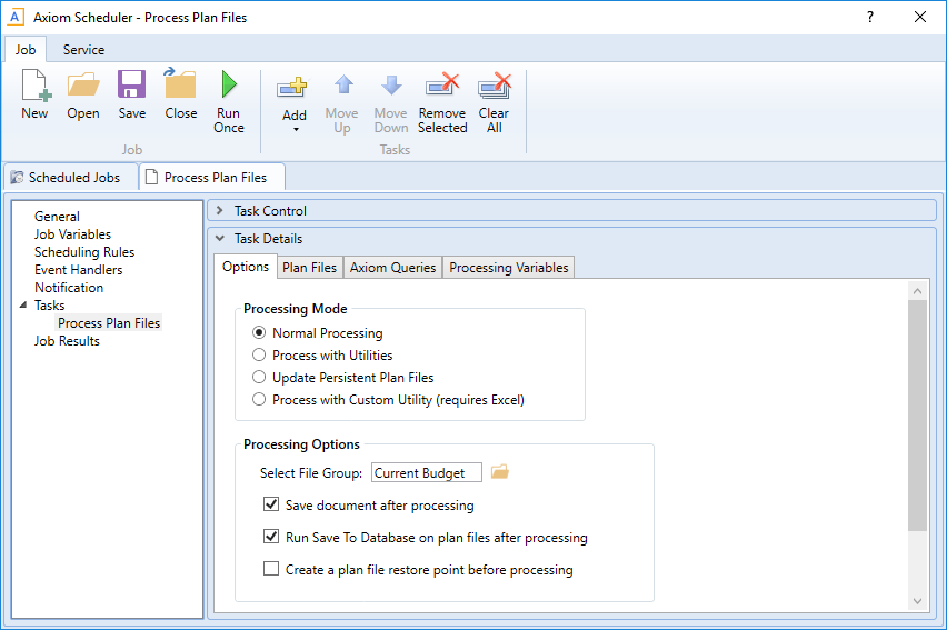 The Scheduler dialog
