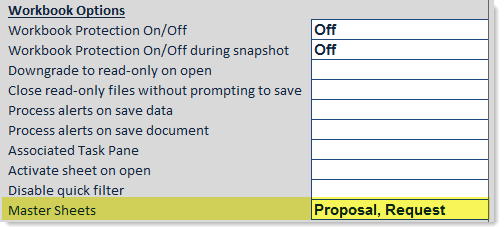 Enabling master sheets for an Axiom file