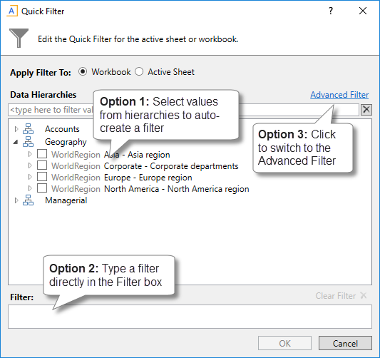 Applying a Quick Filter to a report