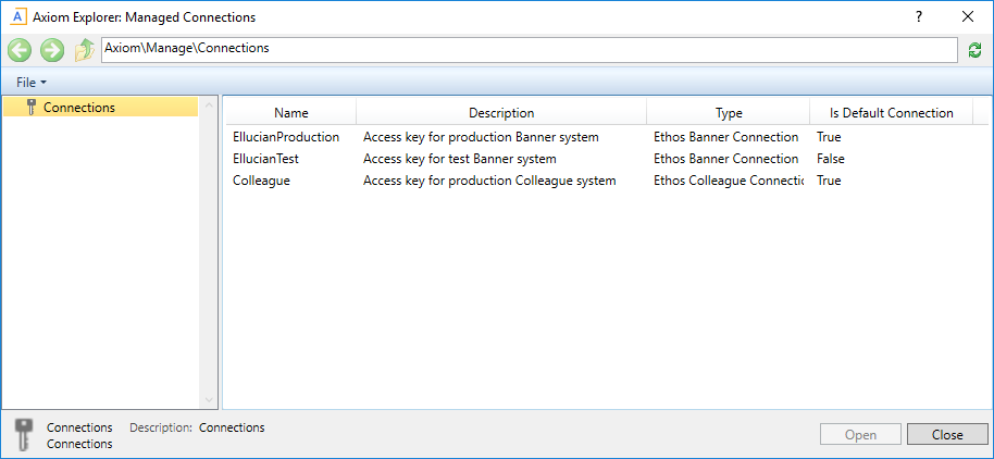 Managing import connections