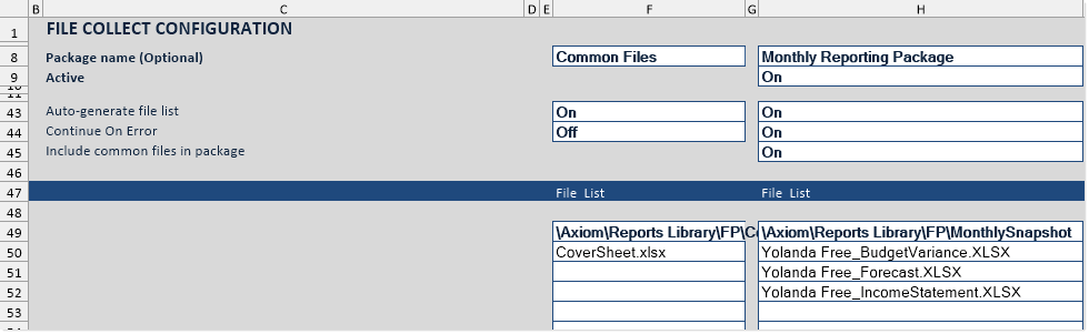Creating and refreshing file lists for file collect