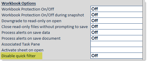 Setup considerations for using Quick Filter in a report