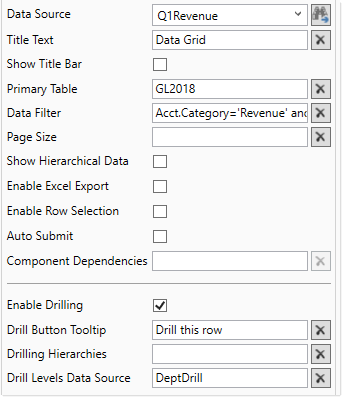 Setting up drilling for Data Grid components in Axiom forms