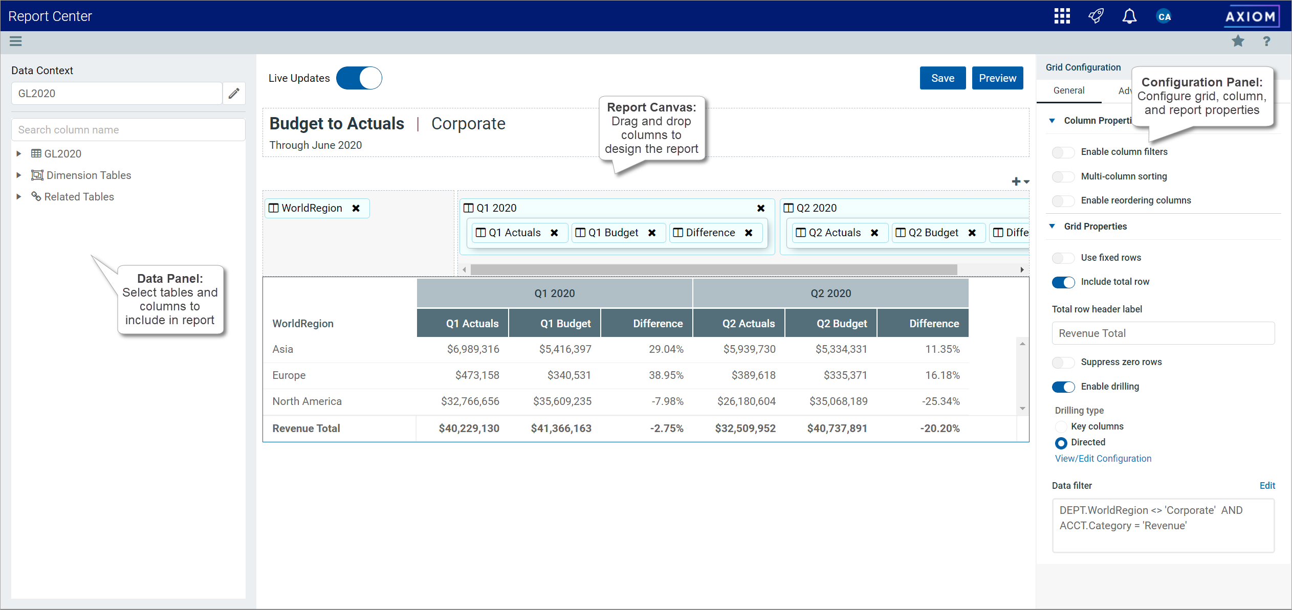 Using the Report Builder