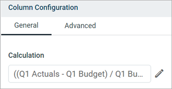 Configuring column properties for a web report