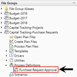 Viewing the Purchase Request Approval pre-defined process