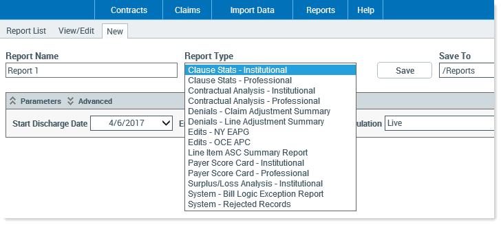 Create a new standard report