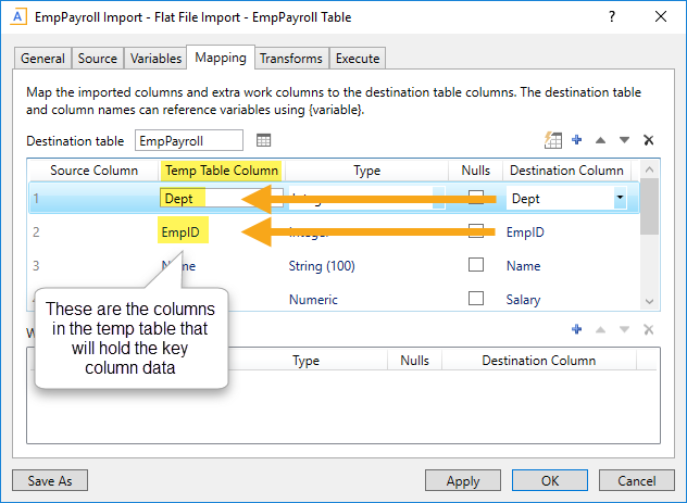 Identify duplicate records in an import using the temp table