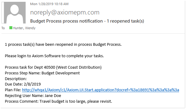 Defining default notifications for a plan file process