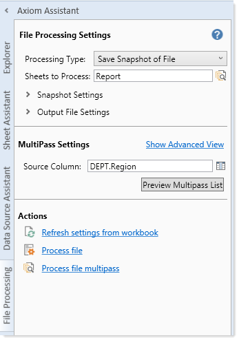 File Processing task pane