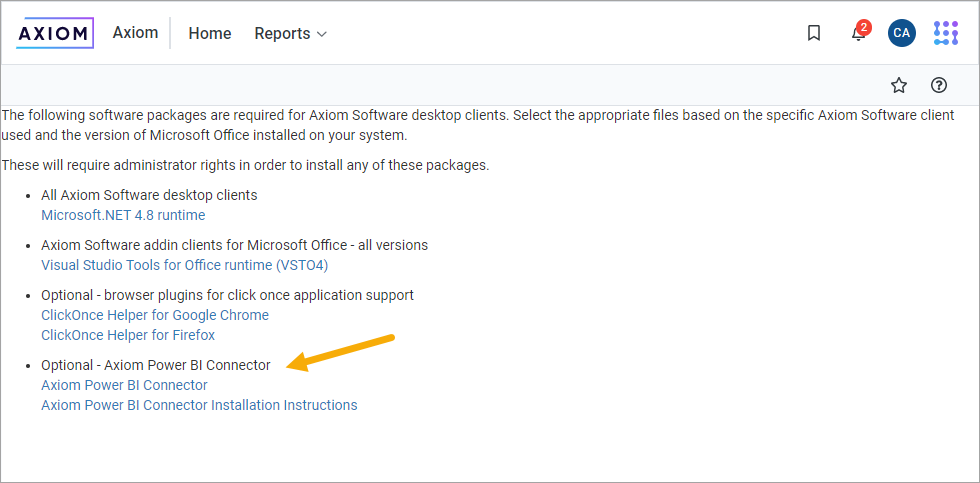 Using the Axiom Power BI Connector