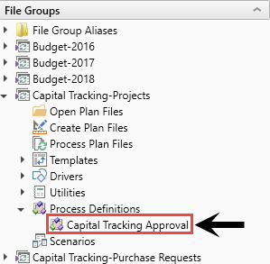 Viewing the Capital Tracking Approval pre-defined process