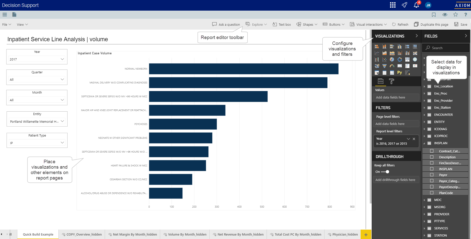 Using the Axiom Intelligence report editor