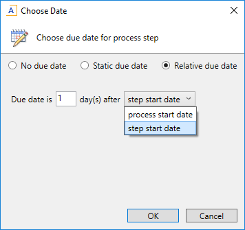 Defining the due date for a process step
