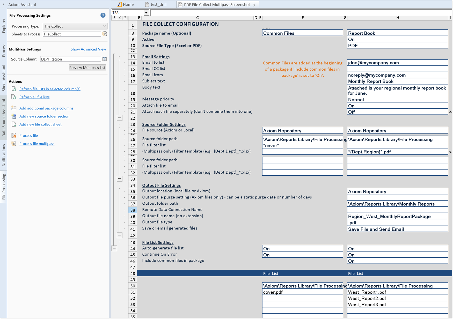 Setting up file collect with web report processing