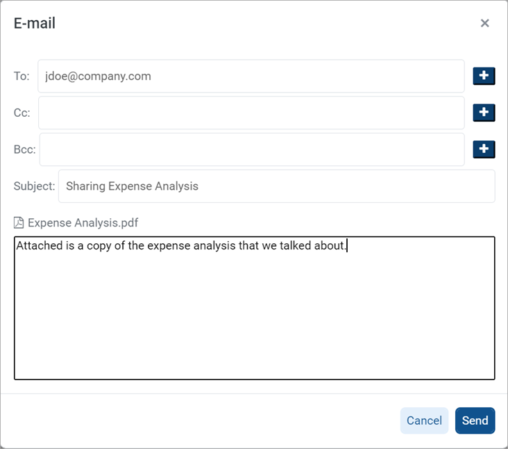 Sharing a web report via email