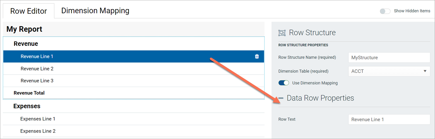 Managing fixed row structures for web reports